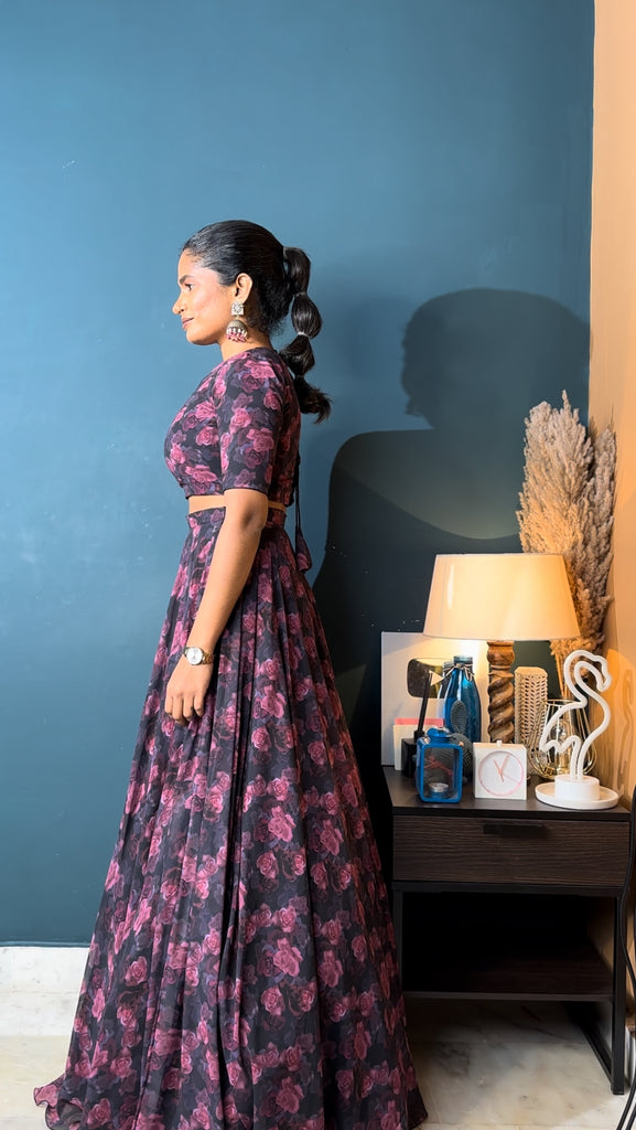 Black Rose 3 Piece Lehenga Set – Navya Dachepally